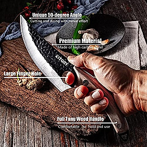 Kitory Meat Cleaver 6", Viking Knife Butcher Boning Knife Forged Fishing Fillet & Bait Knives, Full Tang Multipurpose Man Sharp Kitchen Chef Knife for Home, BBQ, Camping, Outdoor, Deboning, Survival