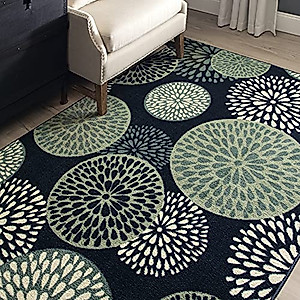 Mohawk Home Aurora Foliage Friends Floral Ornamental Medallions Area Rug, 5'x8', Blue