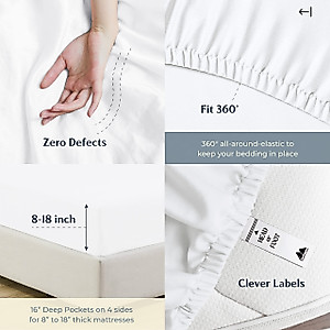 Mayfair Linen Full Size Sheets Cotton - 500 Thread Count 4 PC 100% Cotton Full Size Sheet Sets, 16” Deep Pocket Full Size Sheets Set, Cooling Full Sheet Set, Luxury Hotel Sheets & Pillowcases (White)