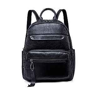 AMELIE GALANTI Small Black Backpack Purse For Women,Womens Casual Leather Daypack Backpacks
