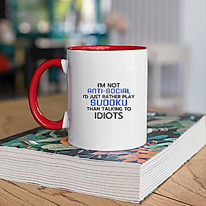 Funny Sudoku Gift for Smart People Who Prefer Solving Puzzles to Talking 11oz 15oz Inner Color Accent Mug