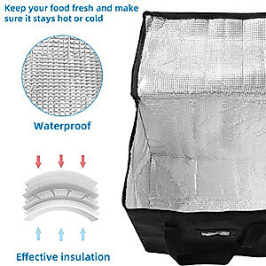 2 Pack XL-Large Insulated Grocery shopping bags, Food Delivery Bag, Durable, Heavy Duty Picnic Cooler Bag, Collapsible, Sturdy Zipper, food transport hot and cold, Reusable and Sustainable