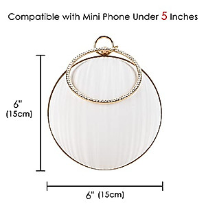 White Round Ball Purse, Mini Chic Evening Clutch Bag, Small Women Chain Crossbody Shoulder Wristlets Handbag for Wedding Party