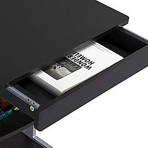 Yaheetech Mobile Computer Desk Cart, Small Rolling Laptop Desk PC Table Workstation with Drawer and Printer Shelf, Writing Desk Table for Small Space/Home Office