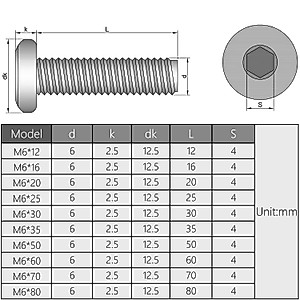 MroMax 10Pcs M6 x 80mm Flat Head Hex Socket Cap Screws Bolts, Blue Zinc Plated Carbon Steel Partial Thread Furniture Screws for Assemble Cabinets, Baby Beds, Tables and Chairs