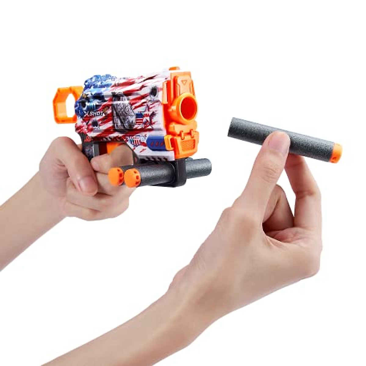 XShot Skins Menace - Graffiti & US Army (4 Pack + 24 Darts) by ZURU, Easy Reload, Air Pocket Dart Technology, Toy Foam Dart Blaster for Kids, Teens, Adults, Frustration Free Packaging