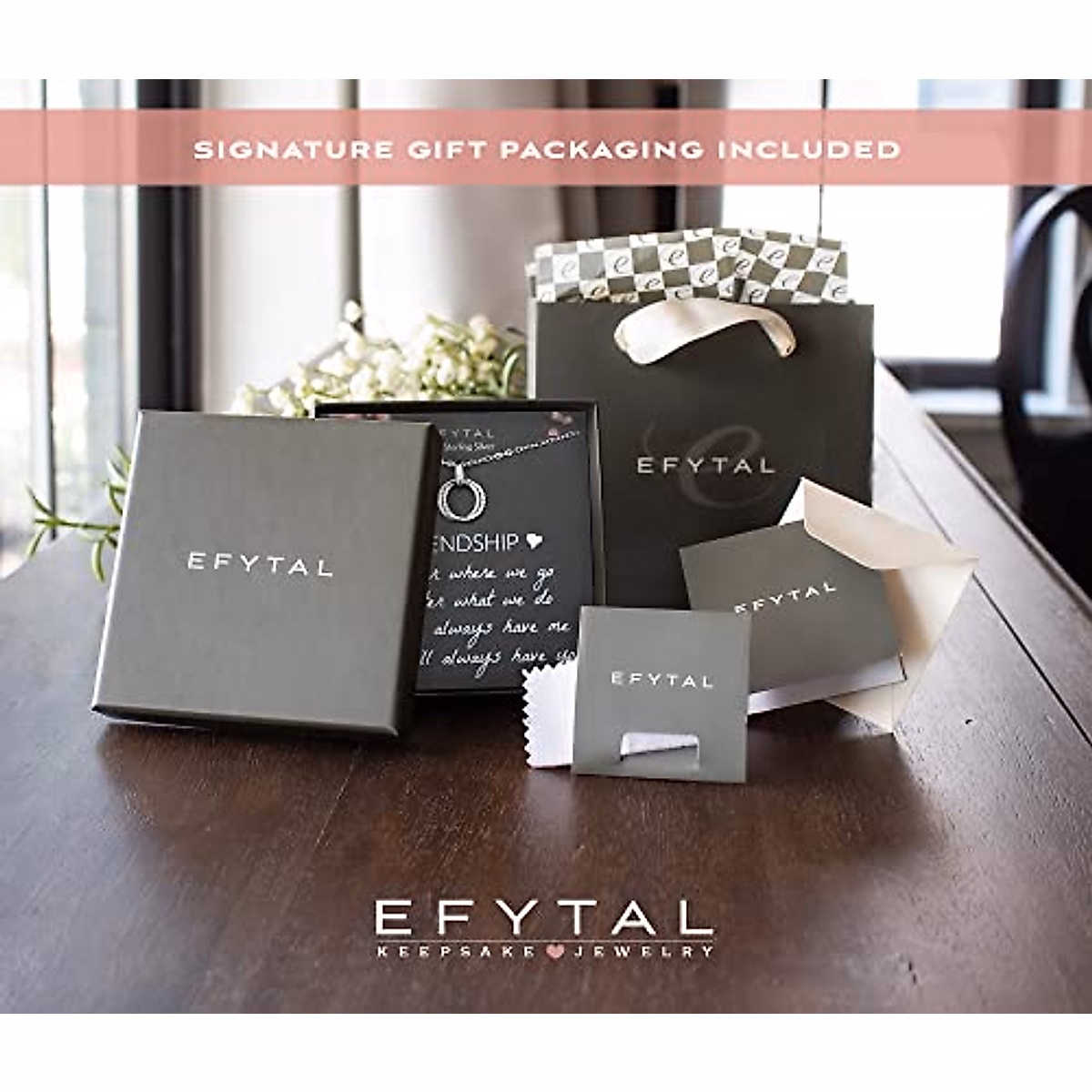 EFYTAL Friend Gifts for Women, Sterling Silver Studded Interlocking Circles Friendship Necklace, Best Friend Necklaces, Gifts for Friends Female, Bridesmaid Gift Ideas, Birthday Gifts for Women