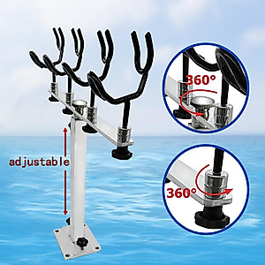 Mojiate Made PVC Coated Fishing Rod Holder Aluminum Fishing Rod Bracket Sure Grip Pole Support for Boat, Ship, Yacht and More
