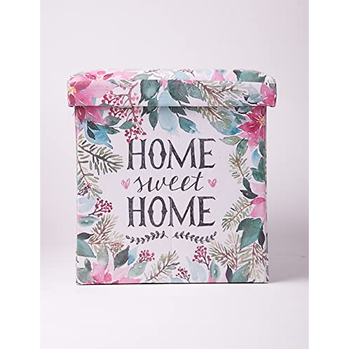 HONCOEN Folding Ottoman Footrest Keepsake Box Modern Decor Gifts Home Statue Sculpture Leather Footstool Arts Crafts 13x13inch