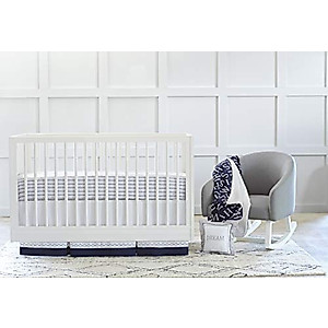 Just Born Boys and Girls Newborn Infant Baby Toddler Nursery Dust Ruffle Beddding Crib Skirt, Navy/White, One Size