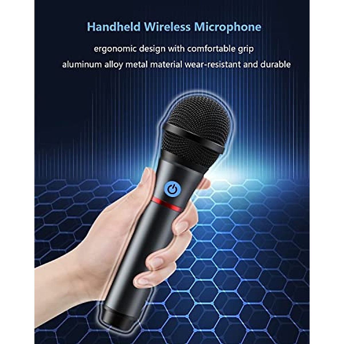 Lococo Wireless Microphone,UHF Metal Rechargeable Handheld Dynamic Mic with USB Receiver Mute Function for Karaoke Party,Computer,Mobile Phone,Amplifier,PA System,Singing Machine