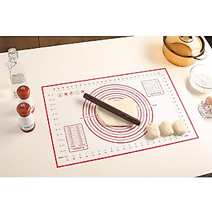 2 Pack Silicone Pastry Mat Non-Stick Pizza Baking Mat, Dough Mat for Rolling,Fondant Mat with Measurement Counter Mat, Oven Liner, Pie Crust Mat, 40*5*5cm