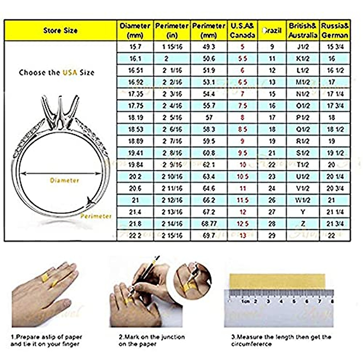 Zyoenxl Big Red Semi-Precious Stone Ring for Female opal Anillos Accessories Ring (Yellow, 9)