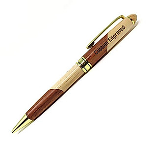 Custom Engraved Maple & Rosewood Split Ballpoint Pen - Personalized - (Black Gift Box) - Innovative Surface Art