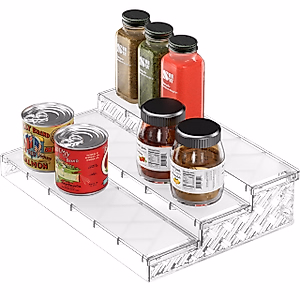 Simple Houseware 3 Tier Spice Shelf For Countertop Cabinet Storage Organizer, Clear