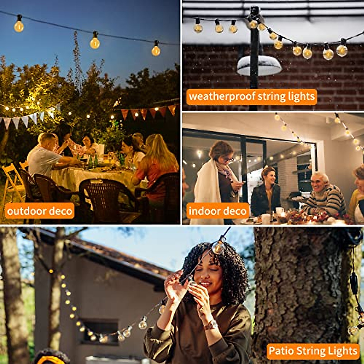 Solibting Outdoor String Lights, 100FT Patio Lights with 64 G40 Shatterproof LED Bulbs Waterproof Globe String Lights 1W 2700K Hanging Lights for Backyard Porch Cafe Party Wedding Garden
