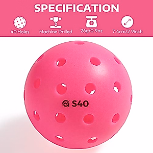 A11N S40 Outdoor Pickleball Balls- USAPA Approved, 3-Pack, Fuchsia