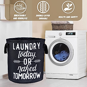 Wash Today Laundry Basket Foldable Oxford Cloth Funny Tote Bag Laundry Hamper Clothes Storage Bucket Organizer For Bathroom/Laundry Storage/Bedroom Storage Basket 17.7x13.7 Inch