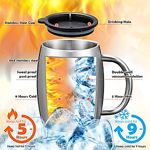 Vesici 4 Pcs Coach Appreciation Gifts 16 oz Insulated Travel Coach Mug Stainless Steel Coffee Tumbler Double Wall Cup for Men Women Soccer Football Basketball Thank You Gifts(Silver)