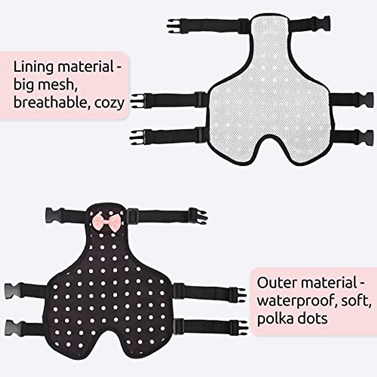 Queenmore Dog Chest Protective Shirt, Belly Clothes to Keep Warm and Keep Chest Clean, Waterproof Adjustable Breathable Apparel for Male Female Dogs, Black S