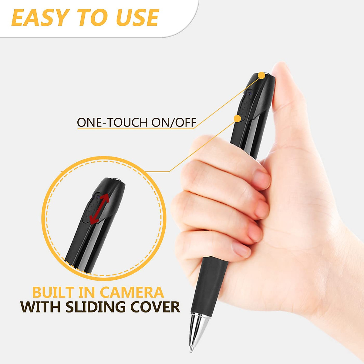 isekurity Spy Camera Pen, Full HD 1080P Hidden Camera Pen Spy Camera with Photo Taking, Mini Portable Video Recorder with 5 Ink Refills Pocket DVR for Business and Conference No Audio