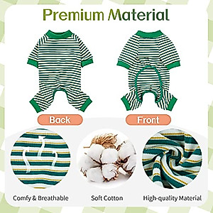 PUMYPOREITY Dog Pajamas, Cute Stripe Pet PJS for Small Medium Dogs, Dog Hair Shedding Cover Onesie, Stretchable Puppy Jumpsuit Dog Apparel Clothes, Soft Short-sleeve Dog Shirts Bodysuit Rompers Outfit