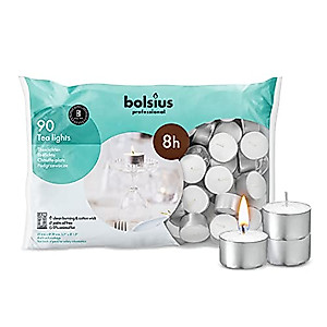 BOLSIUS Tea Lights Candles - Pack of 90 White Unscented Candle Lights with 8 Hour Burning Time - Tea Candles for Wedding, Home, Parties, and Special Occasions