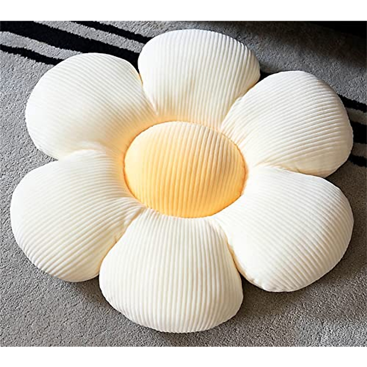 WYIKE Flower-Shaped Cute Pillow, Flower Cushion, Reading Pillow and Leisure and Comfortable Pillow, Car Cushion (Beige/Yellow, 40cm*40cm)