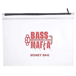 Bass Mafia Money Bag | Heavy-Duty Waterproof Bag for Bait, Phones, Cash and Food | Extremely Durable & Reusable Holder to Protect Items While Fishing | Full Top Zipper with Plastic Slide Lock | 13x16
