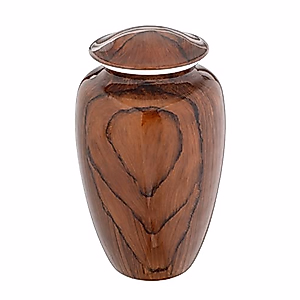 BOLD & DIVINE Cherry Wood Grain Finish Cremation Urn | Human Ashes Adult Memorial urn, Burial, Funeral Cremation Urns | 200 Cubic Inches Adult
