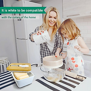 Xabono Butter Dish with Lid and Knife, Perfect Kitchen Decor, Ideal Kitchen Gifts for Families Butter Container with Knife, Fridge, Microwave and Dishwasher Resistant