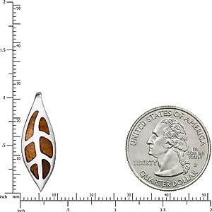 Sterling Silver Koa Wood Maile Leaf Necklace Pendant with 18" Box Chain, Nickel Free Hypoallergenic for Sensitive Skin, Gift Box Included - Jewelry Gifts for Women Wife Mom Daughter