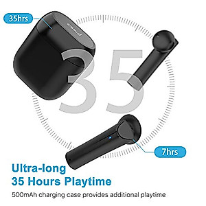 Cshidworld Wireless Earbuds Bluetooth 5.0 Headphones, True Wireless Stereo Earphones with 35Hrs Playback, Hi-fi Sound Bluetooth Headset with Charging Case, One-Step Pairing