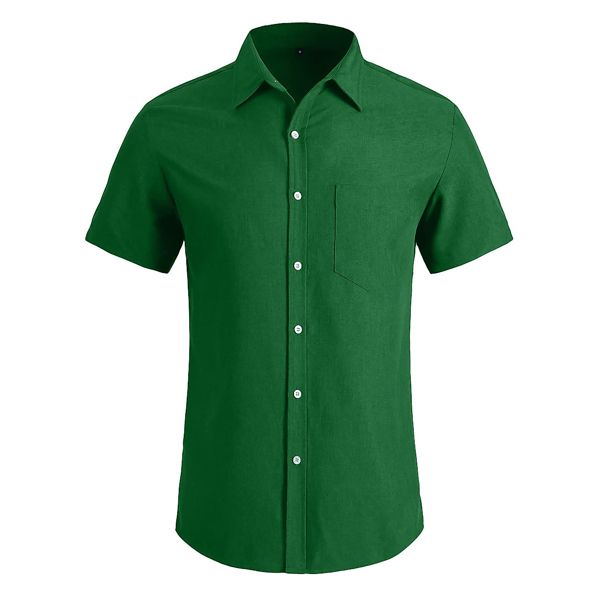 YTD Men's Linen Casual Short Sleeve Shirts Button Down Summer Beach Shirt Green