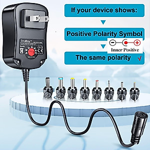 SoulBay 15W Universal AC Adapter 3V 4.5V 5V 6V 7.5V 9V 1500mA 12V 1250mA DC Switching Power Supply for CCTV Security IP Camera Keyboard Speaker Router Household Electronics, 12W Compatible