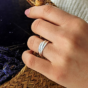 Silverly Women's .925 Sterling Silver 5 Band Interlocking Russian Wedding Ring, Size: US 6