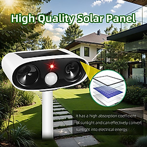 2024 New Upgraded Waterproof Ultrasonic Animal Repellent Outdoor Solar Animal Repeller with Motion Detection Cat Deterrent Outdoor Deer Repellent Device Raccoon Squirrel Skunk Repellent for Yard