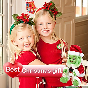 TRURENDI Christmas Plush Toy Green Furry Ghost Doll Cartoon Latex Ugly Doll Decorative Toys for Girls Boys, 7.87Inches (Red Black1, 28cm)