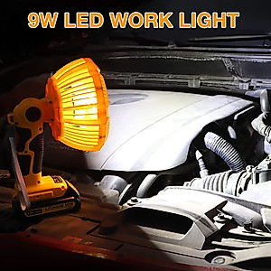 Hipoke Portable Fan for Dewalt 20V Lithium-ion Battery, High-Velocity Industrial, Drum, Floor, Barn, Warehouse Fan with 9W LED Light, USB Port, Battery Operated Handheld Fan for Camping, Traveling