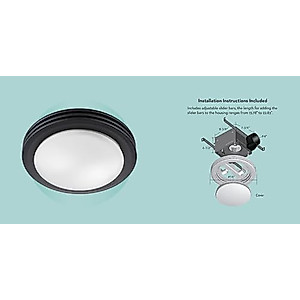 Good Housekeeping 90054z Yorkshire Decorative Bathroom Ventilation Exhaust Fan and Light, Medium, Matte Black