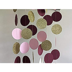 Qian's Party Burgundy Pink Birthday Party Decorations Burgundy Pink Gold Fall Birthday Decorations Tissue Paper Pom Pom Happy Birthday Banner/Burgundy Fall Birthday Decorations