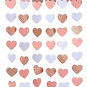 MOWO Heart Paper Garland Circle Hanging Decoration for Birthday Engagement Bridal Baby Shower Bachelor Valentine's Day Party, 2.5'' in Diameter,10-feet, 2pc