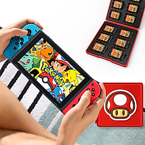 UFOPETIE Game Card Case Storage Box for Switch Game Cards Mario Games Up to 12 Games,for Nintendo Switch Game Card Case Cube for Nintendo Switch Game Storage Box Mario Mushroom