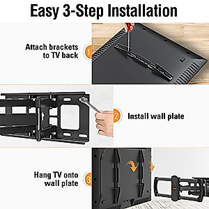 ELIVED TV Wall Mount, for Most 37-75Inch Flat Screen TVs, Swivel and Tilt Full Motion TV Mount Bracket with Articulating Arms, Max VESA 600x400mm, 100 lbs. Loading, 8"-16" Wood Studs