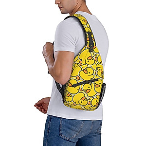 COFEIYISI Unique Rubber Duck Sling Bag Crossbody Backpack for Men Women a Bunch of Yellow Rubber Ducks Cartoon Animal Overlay Chest Bag Casual Shoulder Backpack Sport Travel Hiking Daypack