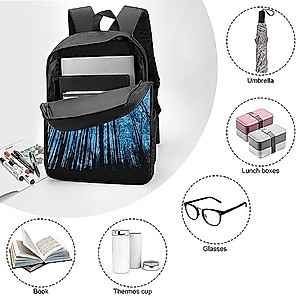 Psychedelic Starry Night Forest Travel Backpack Casual 17 Inch Large Daypack Shoulder Bag with Adjustable Shoulder Straps