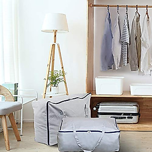 iwill CREATE PRO 100% Cotton Soft Storage Bag, Breathable, Good for Clothes, Bedding Set Organizer, Pack of 2, Light Gray