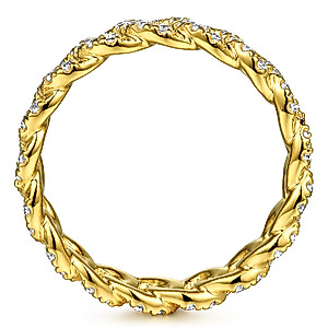 OKSOLE gold rings for women chain link ring 925 silver Stackable ring (golden, 7)