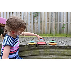 TickiT Rainbow Buttons - Set of 7 - Wooden Stacking Stones for Babies and Toddlers Aged 0+ - Natural Toy for Early Development and Open-Ended Play