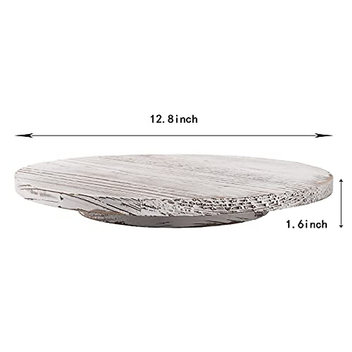 TOPZEA 13 Inch Wood Lazy Susan Turntable, Rotating Vintage Rustic Kitchen Turntable Tray for Pantry Cabinet Table Counter Top, White